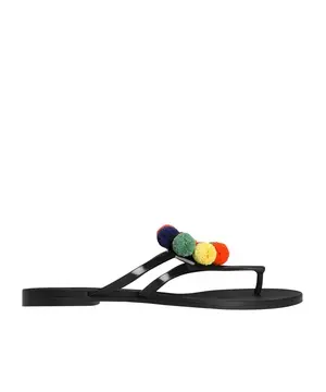 Dolce & Gabbana Rubber Beachwear Slides With Pom-poms - Multicolor