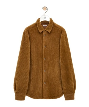 Loewe Overshirt In Shearling - Camel