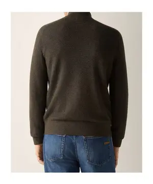 Zegna Dark Olive Green And Dark Grey Cashseta Full Zip Cardigan