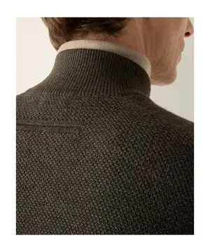 Zegna Dark Olive Green And Dark Grey Cashseta Full Zip Cardigan