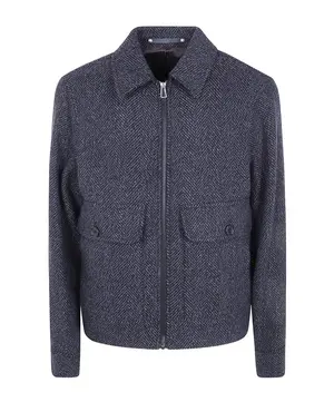 Paul Smith Herringbone-pattern Zip-up Jacket - Grey