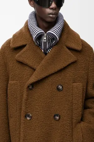 Loewe Peacoat In Wool And Mohair Blend