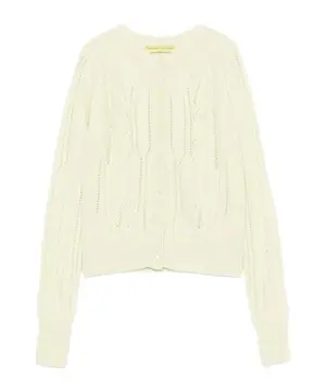 Ermanno Scervino Cable-knit Pointelle-detail Cardigan - Light Green