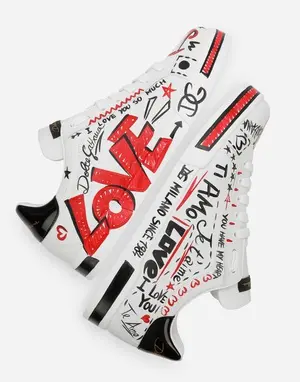 Dolce & Gabbana Graffiti-print Leather Sneakers