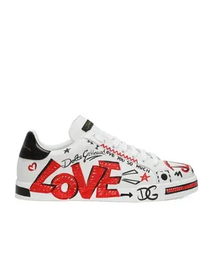 Dolce & Gabbana Graffiti-print Leather Sneakers - Multicolor