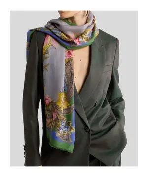 Etro Floral-paisley Scarf - Light Blue