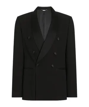 Dolce & Gabbana Double-breasted Tuxedo Jacket In Techno Gabardine
