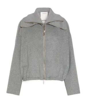 Sportmax Pure Wool Bomber Jacket With Removable Bib Medium Grey
