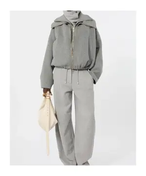 Sportmax Pure Wool Bomber Jacket With Removable Bib Medium Grey