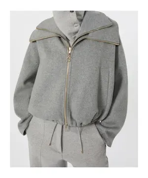 Sportmax Pure Wool Bomber Jacket With Removable Bib Medium Grey