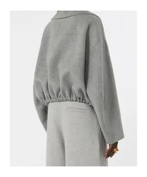 Sportmax Pure Wool Bomber Jacket With Removable Bib Medium Grey