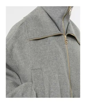 Sportmax Pure Wool Bomber Jacket With Removable Bib Medium Grey