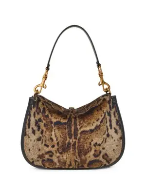 Etro Medium Pony Bag In Velvet With Leopard Motif