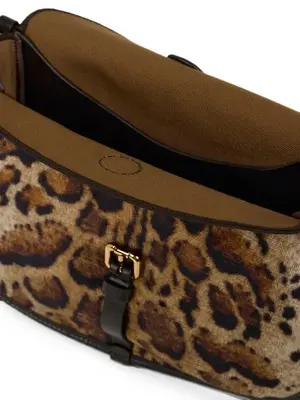 Etro Medium Pony Bag In Velvet With Leopard Motif