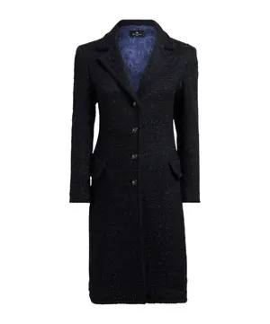 Etro Tweed Notched-lapels Coat - Navy Blue