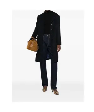 Etro Tweed Notched-lapels Coat - Navy Blue