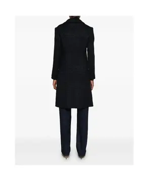 Etro Tweed Notched-lapels Coat - Navy Blue