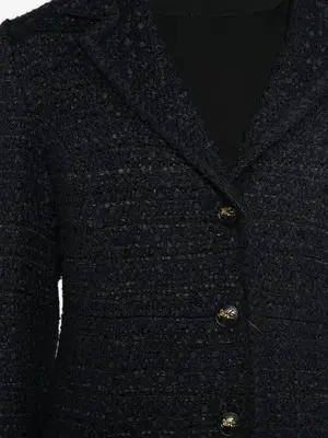 Etro Tweed Notched-lapels Coat - Navy Blue