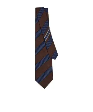 FERRAGAMO Regimental Gancini Silk Jacquard Tie - Black