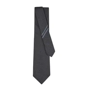 FERRAGAMO Gancini Micro Jacquard Silk Tie - Gray