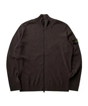 Stone Island Logo-patch Zip-up Wool Sweater - Black