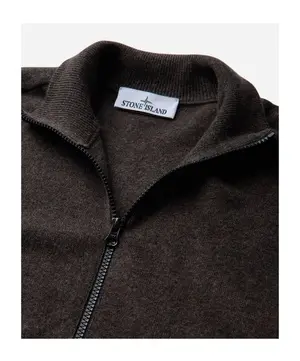 Stone Island Logo-patch Zip-up Wool Sweater
