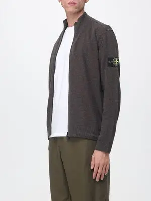 Stone Island Logo-patch Zip-up Wool Sweater