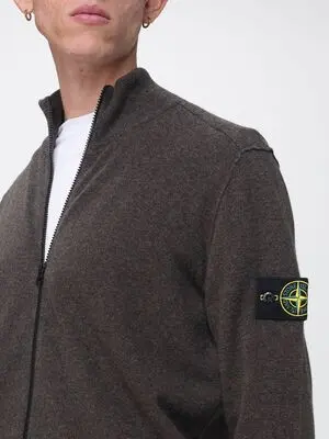Stone Island Logo-patch Zip-up Wool Sweater