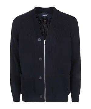 Comme Des Garçons Long-sleeved Knitted Cardigan - Black