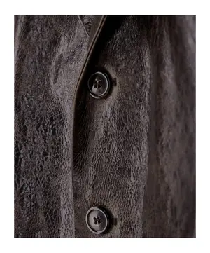 Emporio Armani Blazer In Shiny Drummed Leather With Logo Buttons