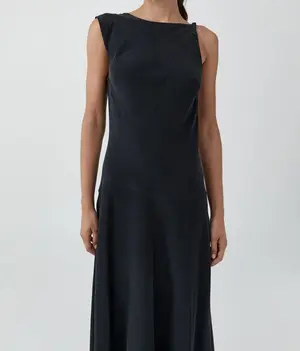 ST. AGNI Draped Backless Midi Dress