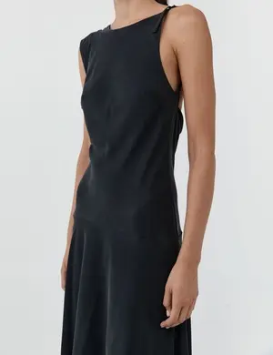 ST. AGNI Draped Backless Midi Dress
