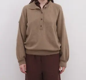 BASERANGE Long-sleeved Knit Polo Shirt