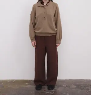 BASERANGE Long-sleeved Knit Polo Shirt