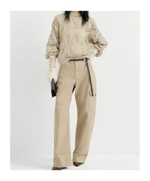 Brunello Cucinelli Whispering Bloom Embroidery Sweater - Sand