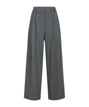 Brunello Cucinelli Tropical Luxury Wool Tailored Trousers With Monili