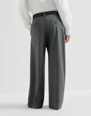 Brunello Cucinelli Tropical Luxury Wool Tailored Trousers With Monili