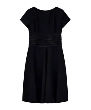 Emporio Armani Pleated Waist Midi Dress - Black