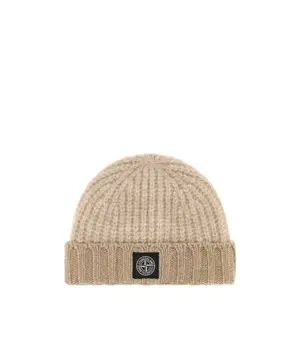 Stone Island Logo Patch Turn-up Beanie - No