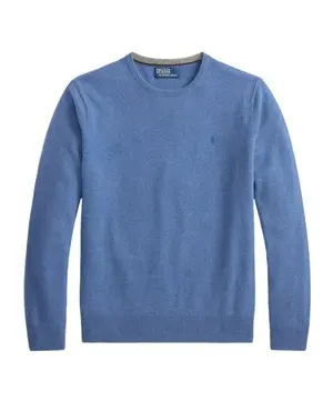 Polo Ralph Lauren Logo Embroidered Crewneck Knit Jumper - Blue
