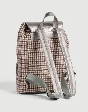 Brunello Cucinelli Checked Wool And Alpaca And Lamé Leather Backpack