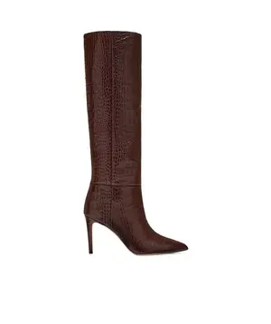 Paris Texas Stiletto 85 Embossed Knee-high Boots - Chocolate-colored