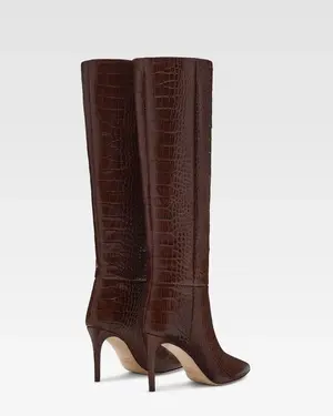 Paris Texas Stiletto 85 Embossed Knee-high Boots - Chocolate-colored