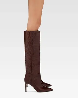 Paris Texas Stiletto 85 Embossed Knee-high Boots - Chocolate-colored