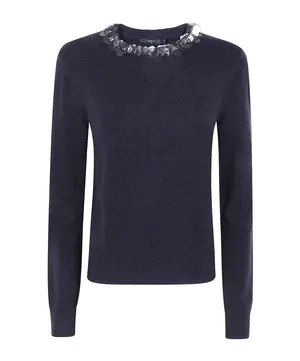 Seventy Embellished Neck Jumper - Black