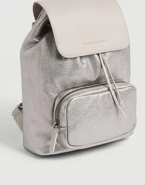 Brunello Cucinelli Lamé Calfskin And Grained Leather Backpack