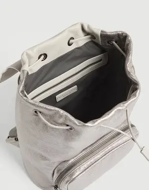 Brunello Cucinelli Lamé Calfskin And Grained Leather Backpack
