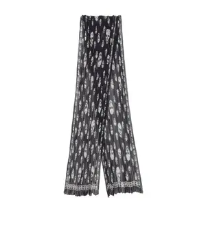 Alexander McQueen Pleated Skull Scarf - Black/ivory