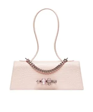Alexander McQueen Jewelled Embossed Shoulder Bag - Pink