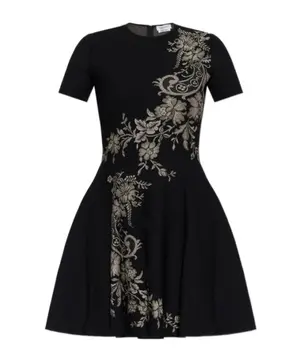 Alexander McQueen Floral Print Dress - Black